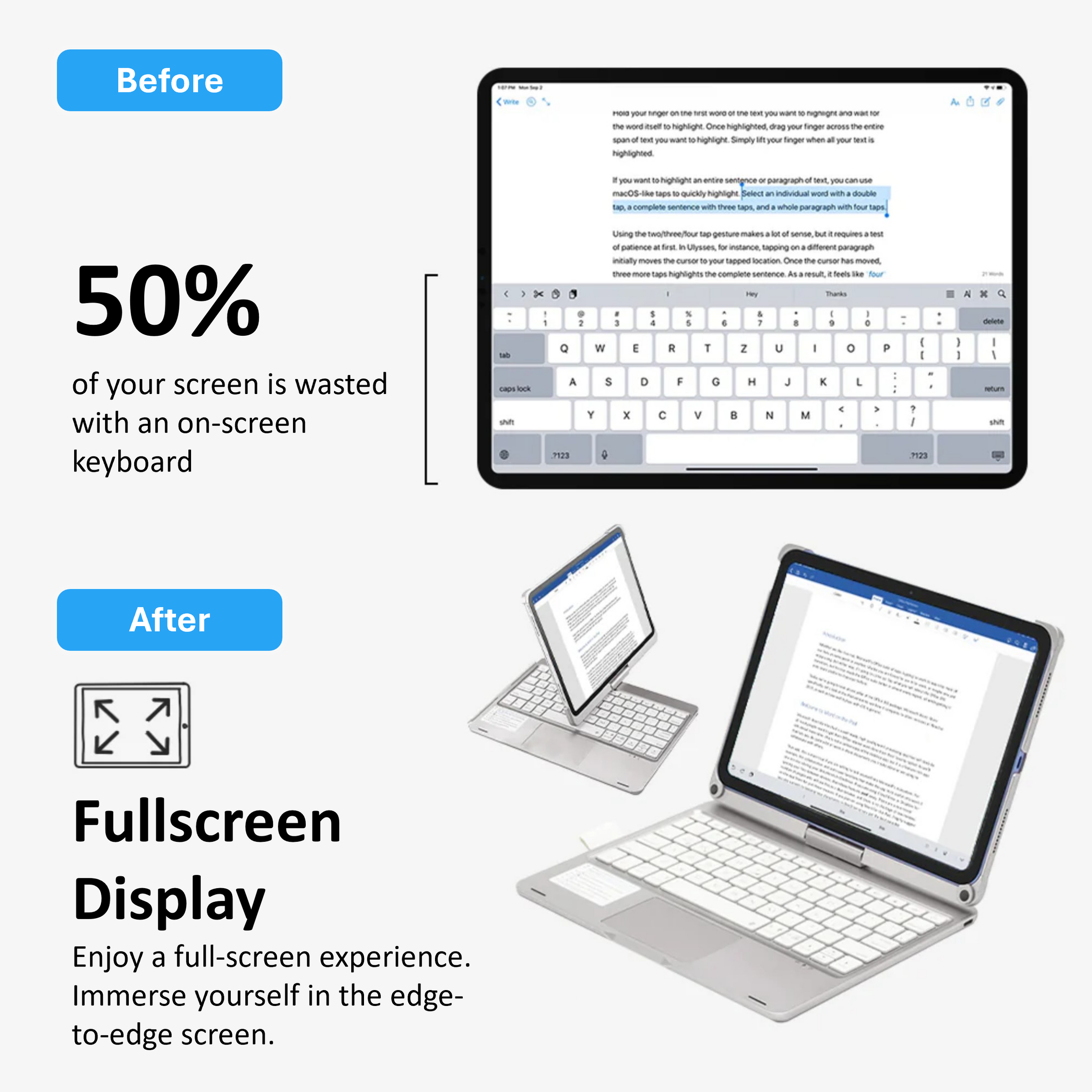 Swivel Rotating Wireless Keyboard Case for iPad – 360° Rotation